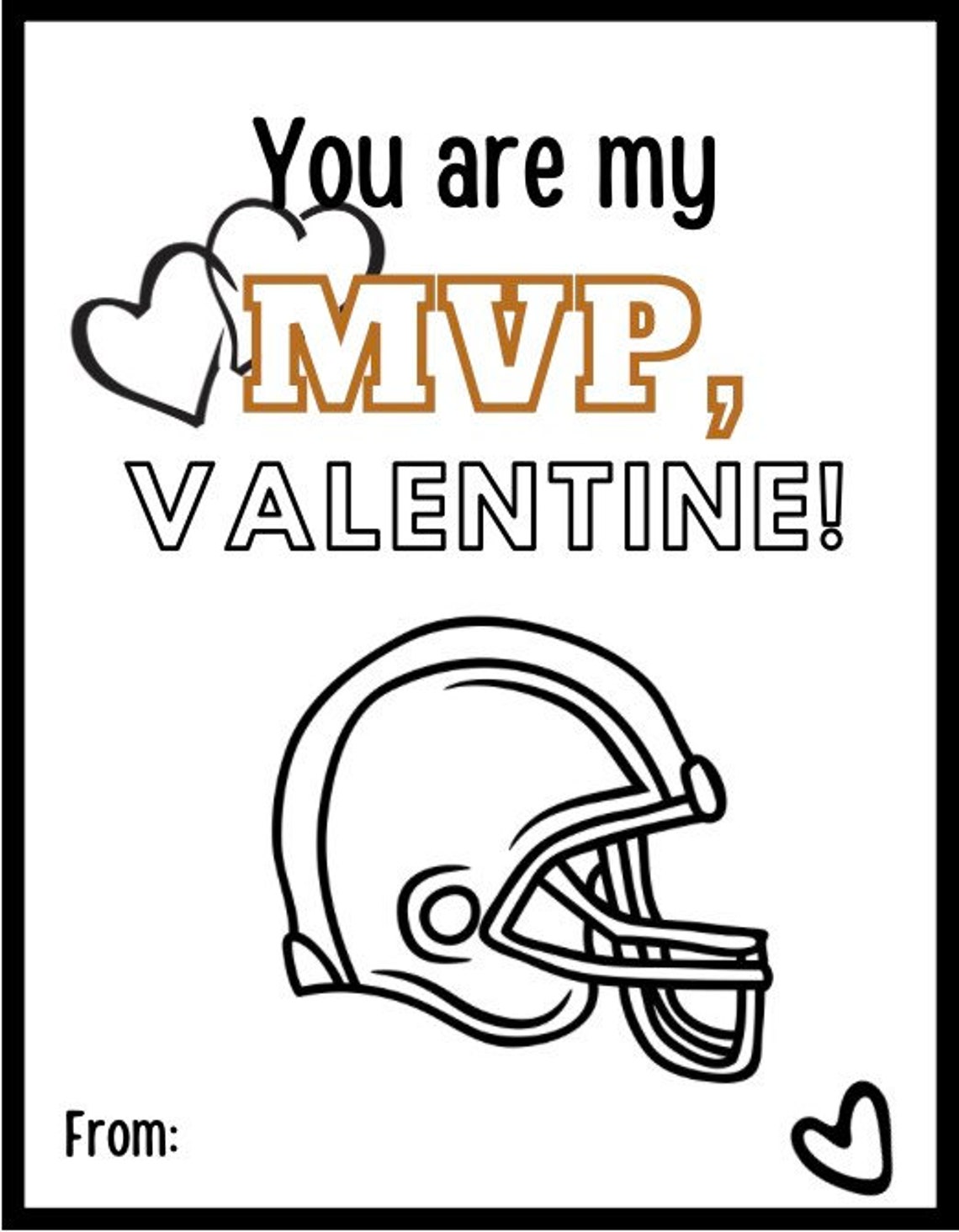 Football Valentine Cards, Heart Edition, Able to Color or Leave as Is ...