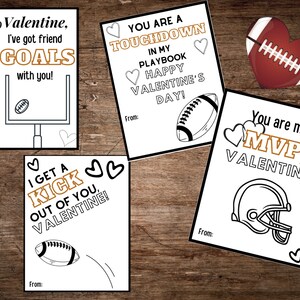 Football Valentine Cards, Heart Edition, Able to Color or Leave as Is ...