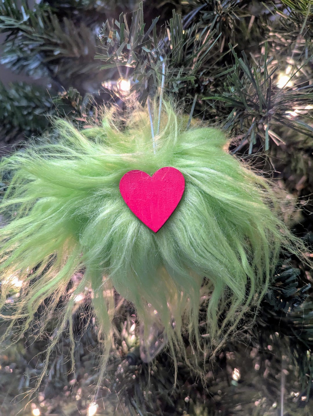 Grinch Inspired Fuzzy Holiday Ornaments and Decor - Etsy