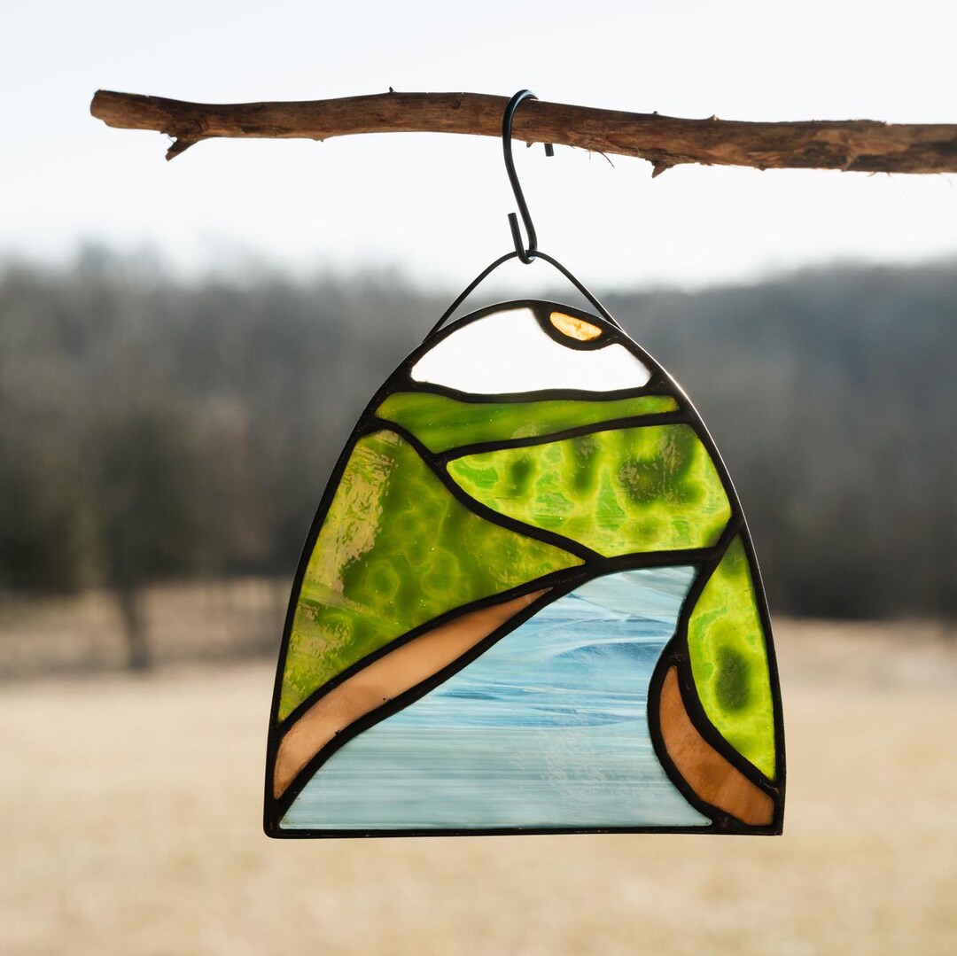 Handmade River Stained Glass Suncatcher, Appalachian Landscape Art - Etsy