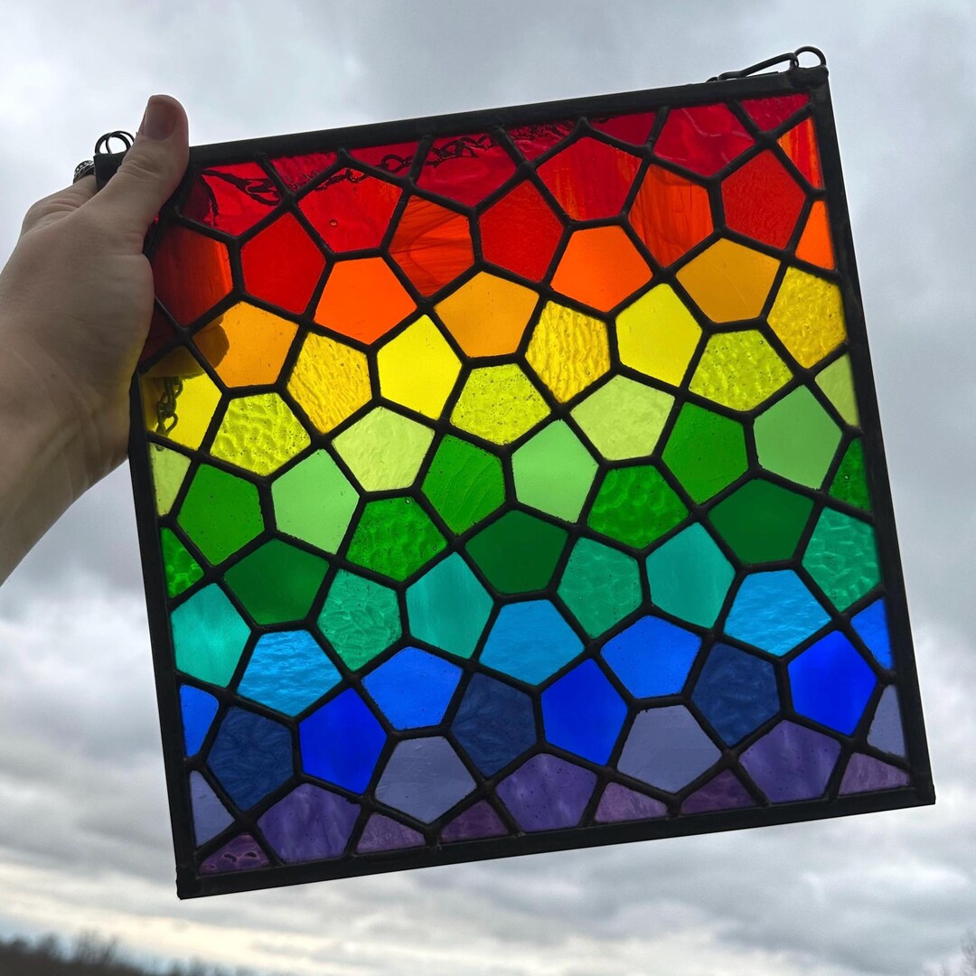 Rainbow Stained Glass, Rainbow Suncatcher, Colorwheel Stained Glass ...