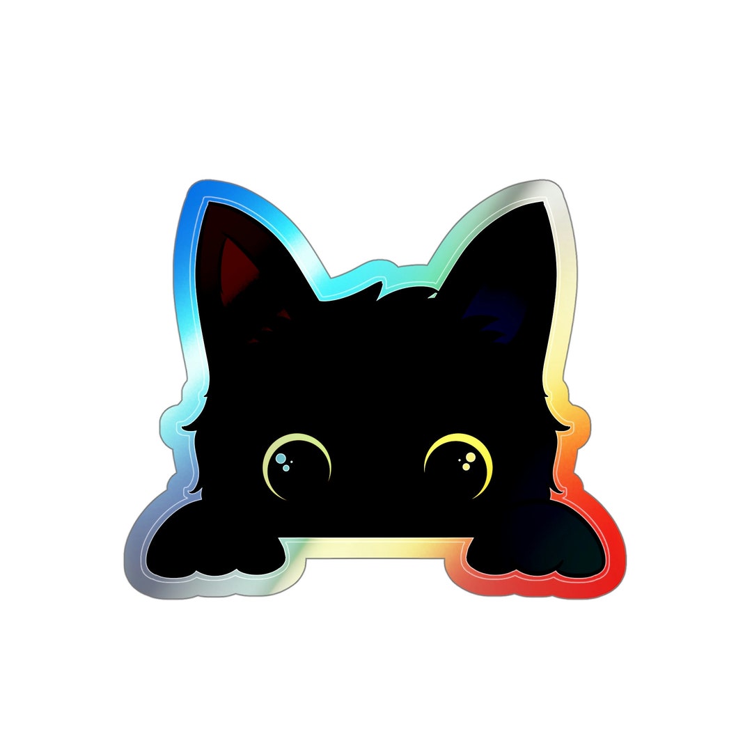 Holographic Peeking Kitty Sticker - Etsy