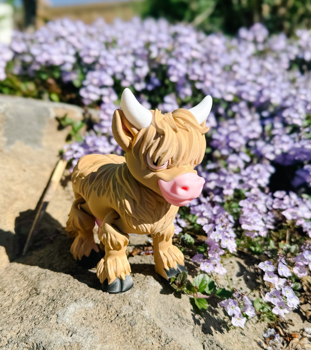 Highland Cow | Multicolor Eyes | Cow | Fuzzy Cow | 3D Printed Highland ...