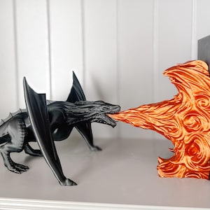 Fire-breathing Dragon Bookend: 3D Printed Fantasy Shelf Decor - Etsy