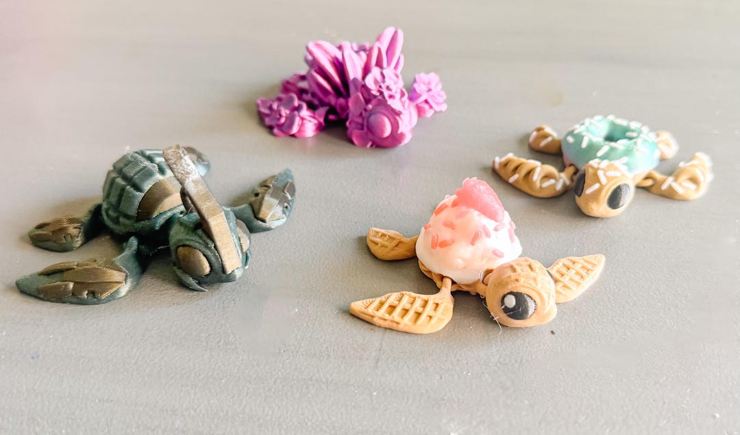 3D Printed Mini Turtle Figurine | Collectible Designer Toys - Etsy
