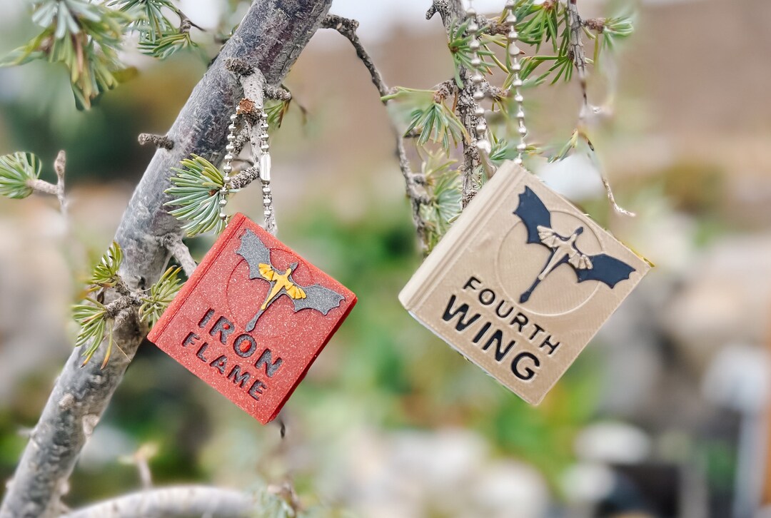 Fourth Wing & Iron Flame Mini Book Keychain Set - Etsy