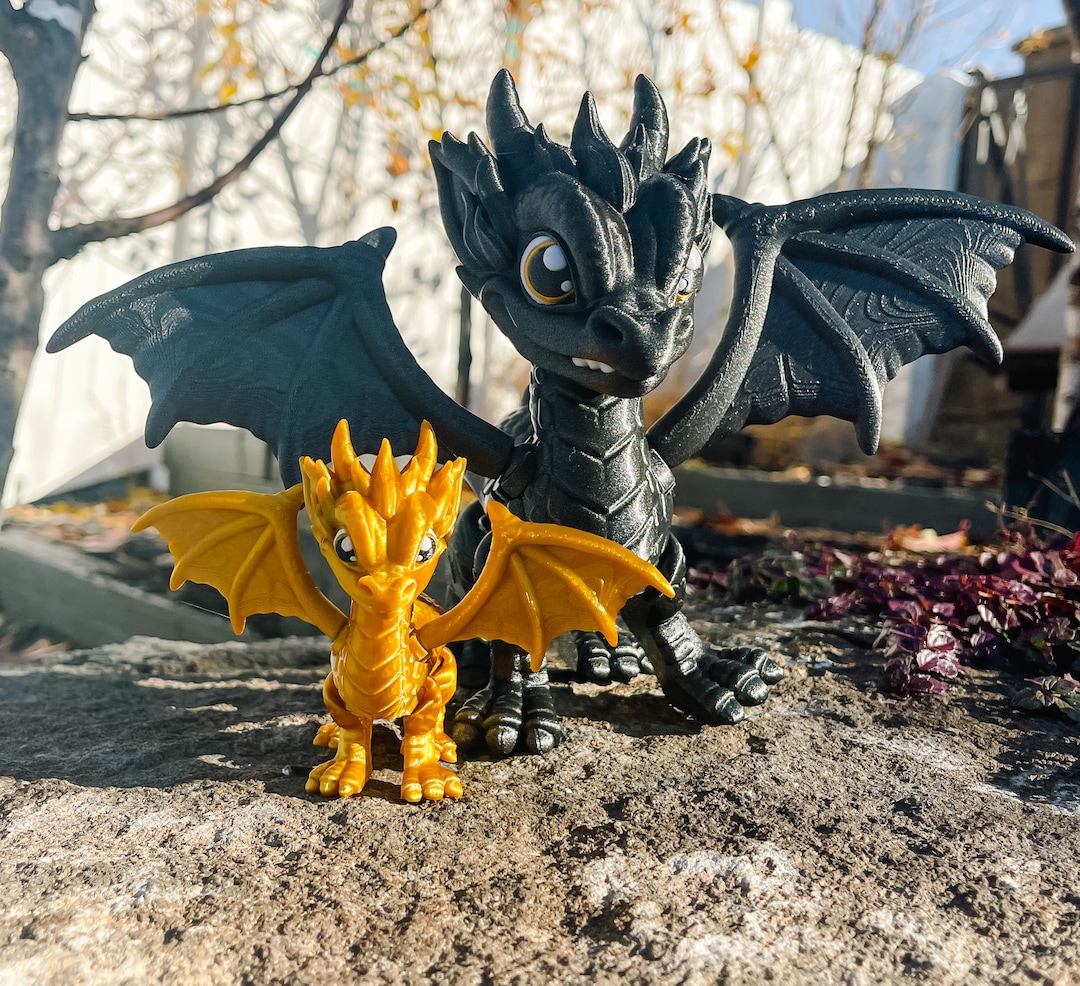 Black & Gold 3D Printed Dragons Dragons Fourth Wing Replica Dragons ...