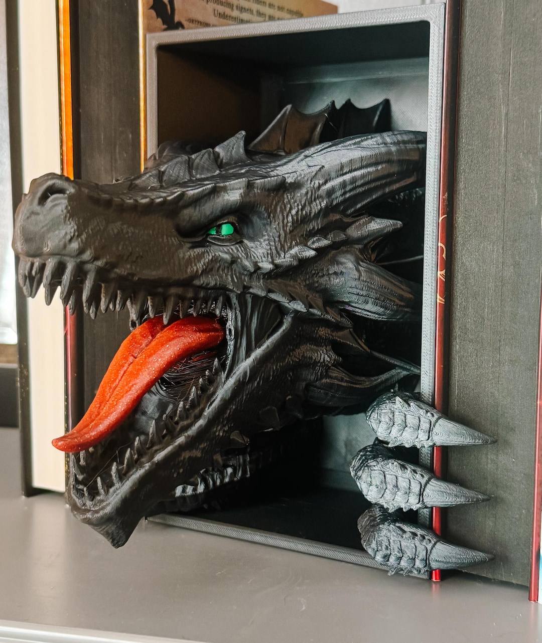 Awakening Dragon Book Nook | Book Nook | Book Shelf Decor | Dragon Book ...