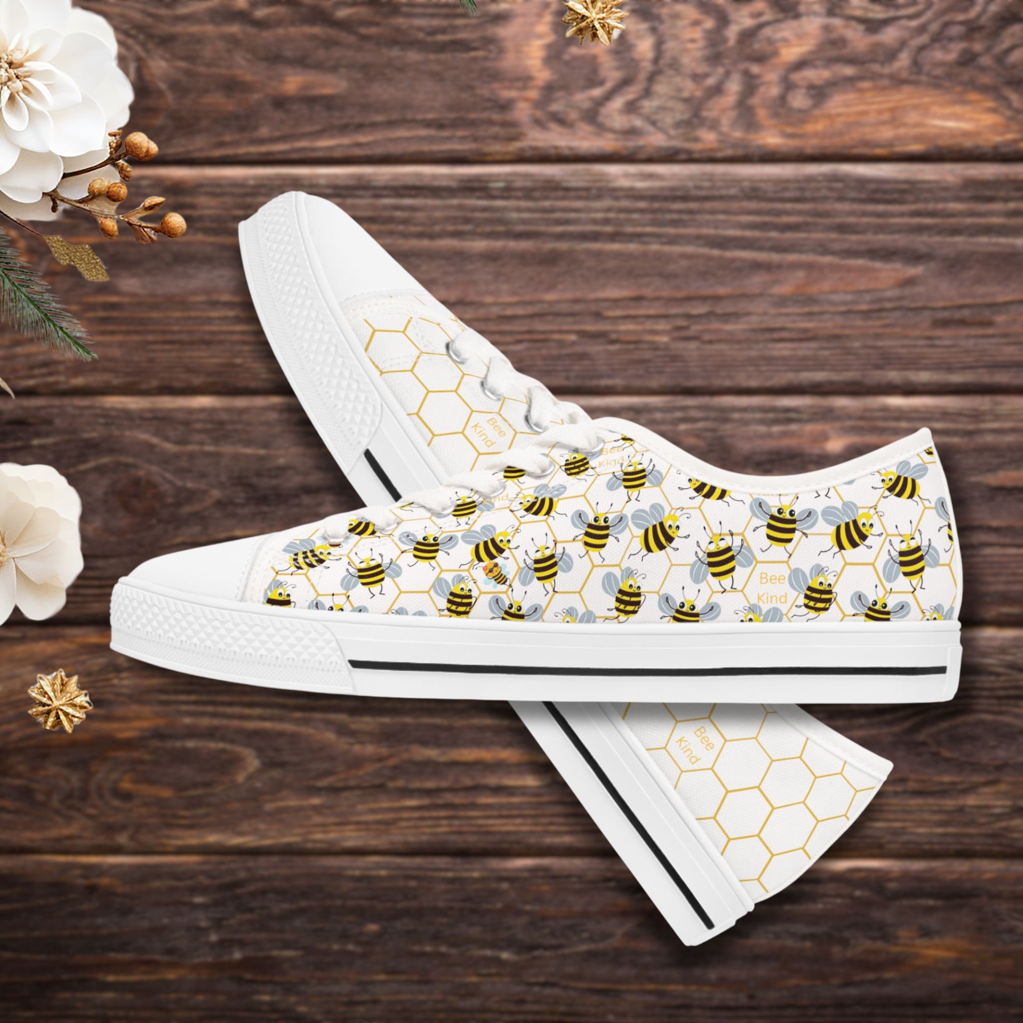 Sneakers Bee Kind Gardening Tennis Women's Low Top Bee Shoes Gardening ...