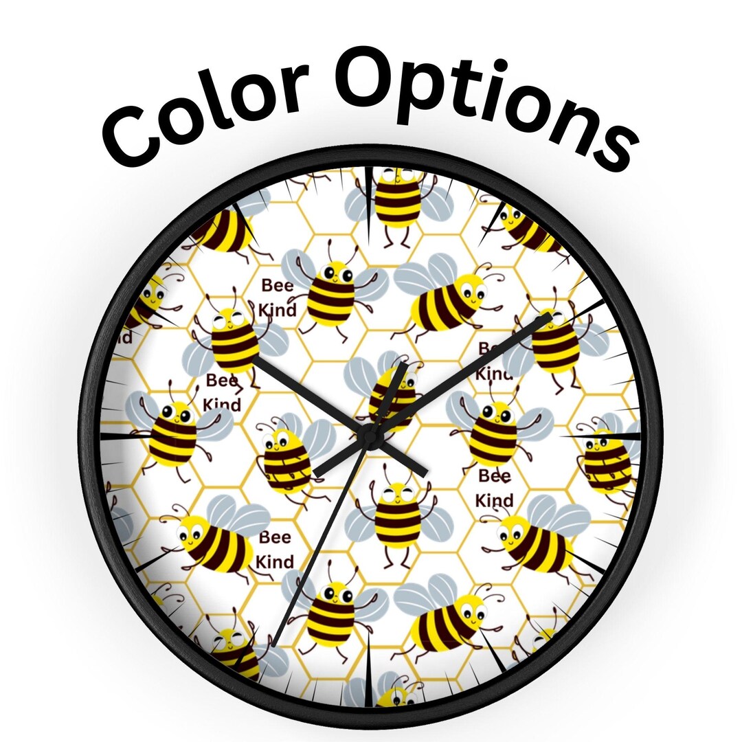 Wall Clock Bee Kind Garden Clock She Shed Clock Bumble Bee Decor Framed ...
