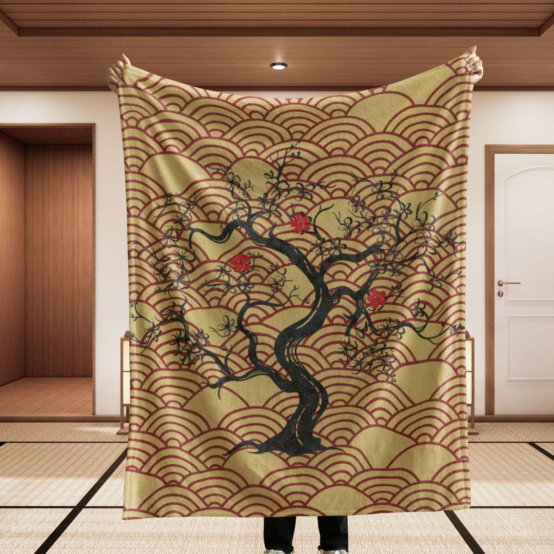 Blanket Tree of Life Cherry Blossoms Blanket Plush Gift for Home Decor ...