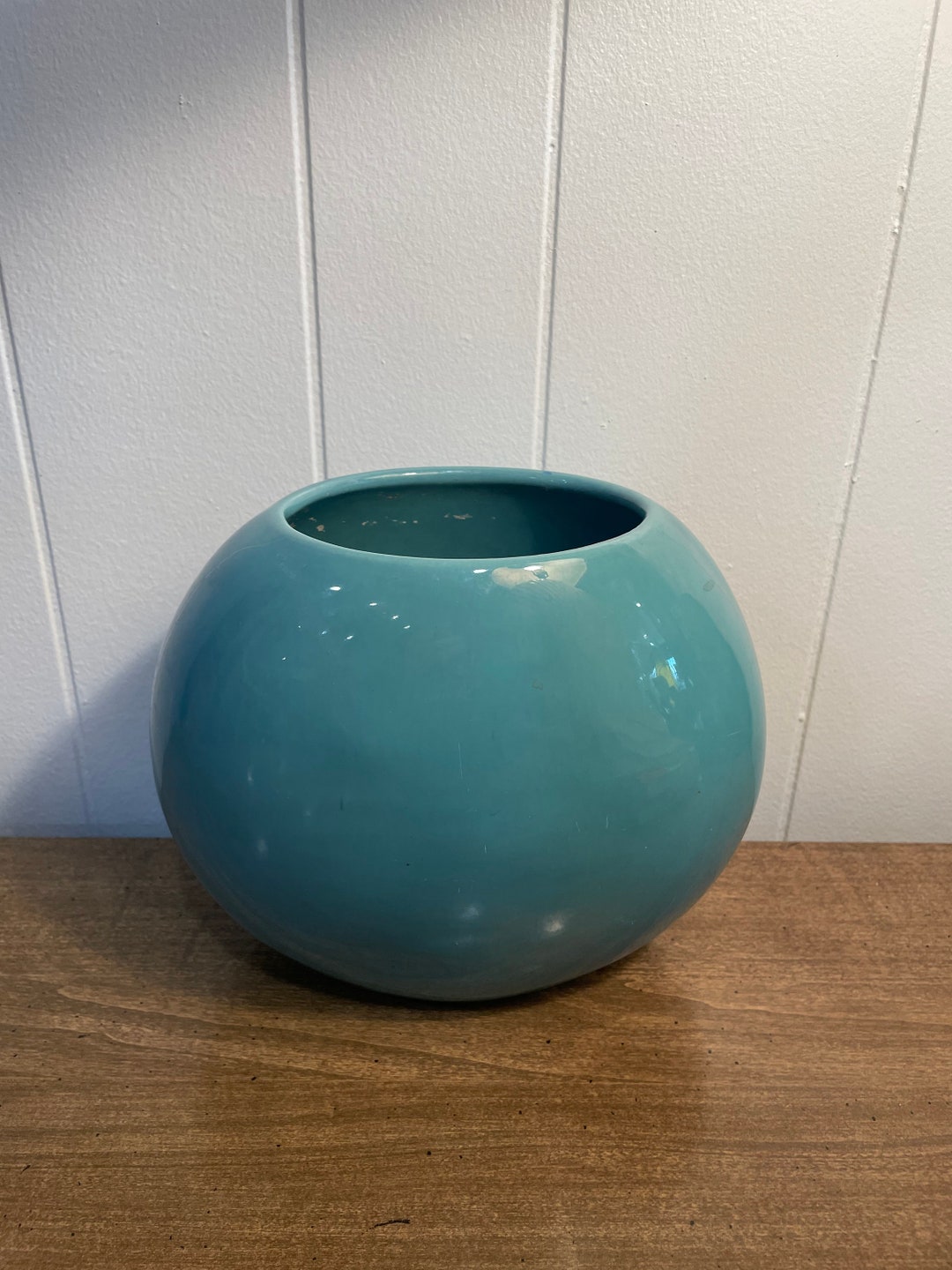 Vintage Hall House Cyan Blue Ceramic Planter Rounded Vase - Etsy