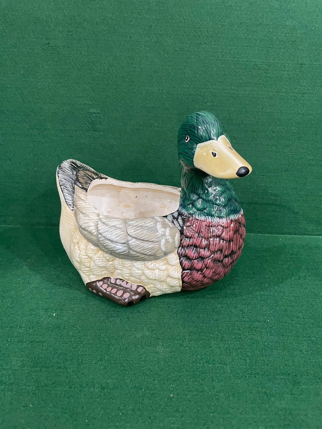 Vintage Mallard Duck Ceramic Planter - Etsy