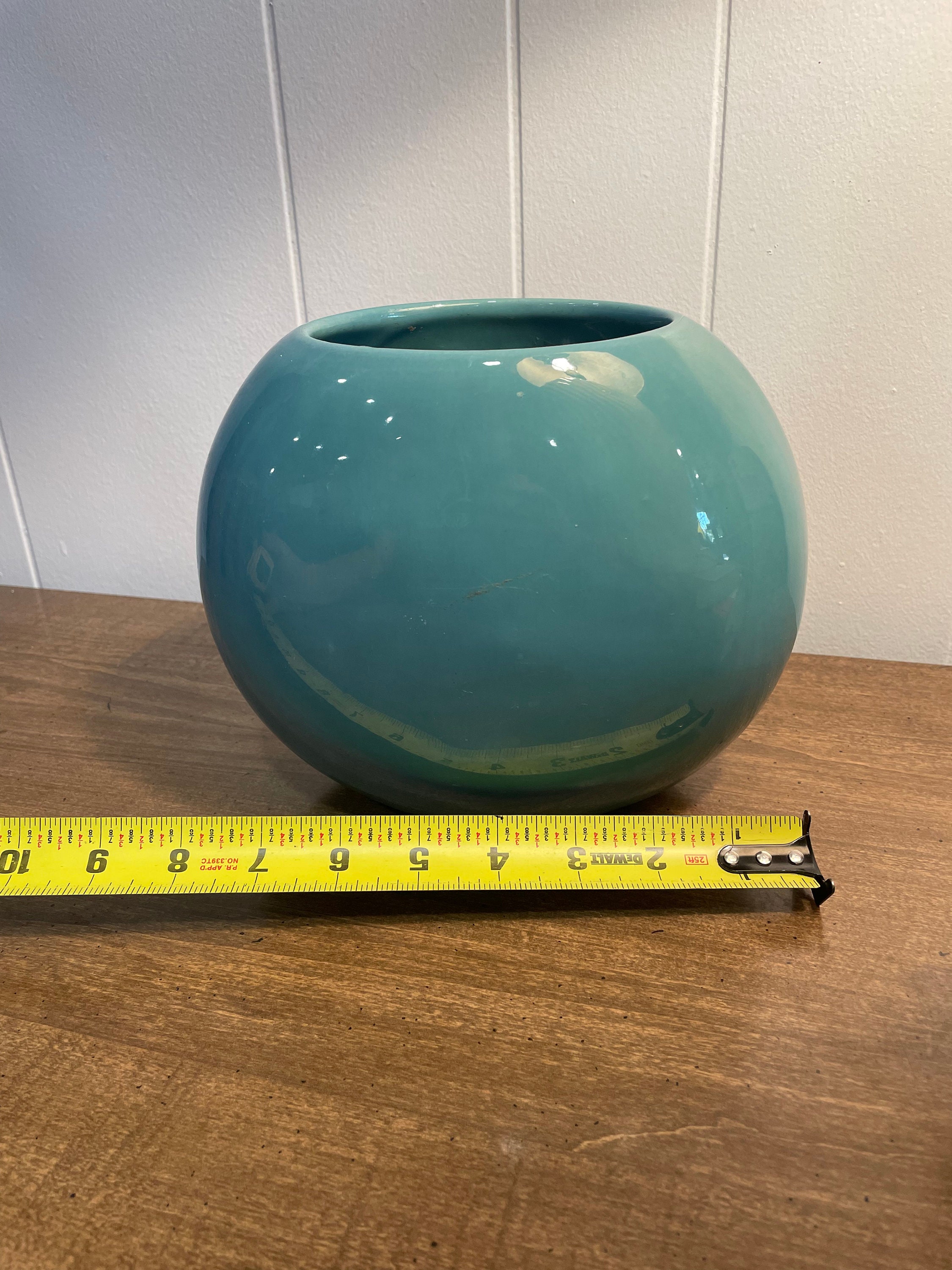 Vintage Hall House Cyan Blue Ceramic Planter Rounded Vase - Etsy