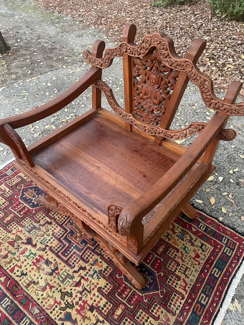 Antique Thai Hand Carved Howdah Teak Meditation Chair - Etsy