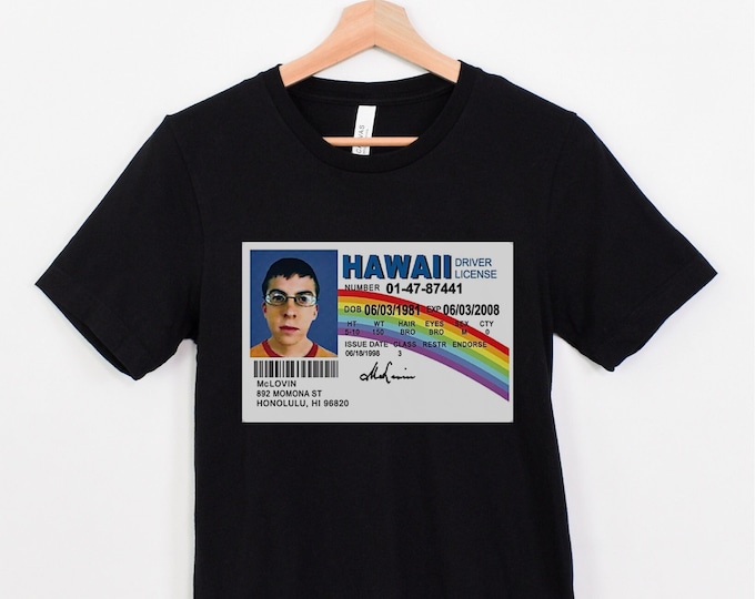 Mclovin From Superbad T-shirt Fake ID T-shirt Mclovin Driver License ID ...
