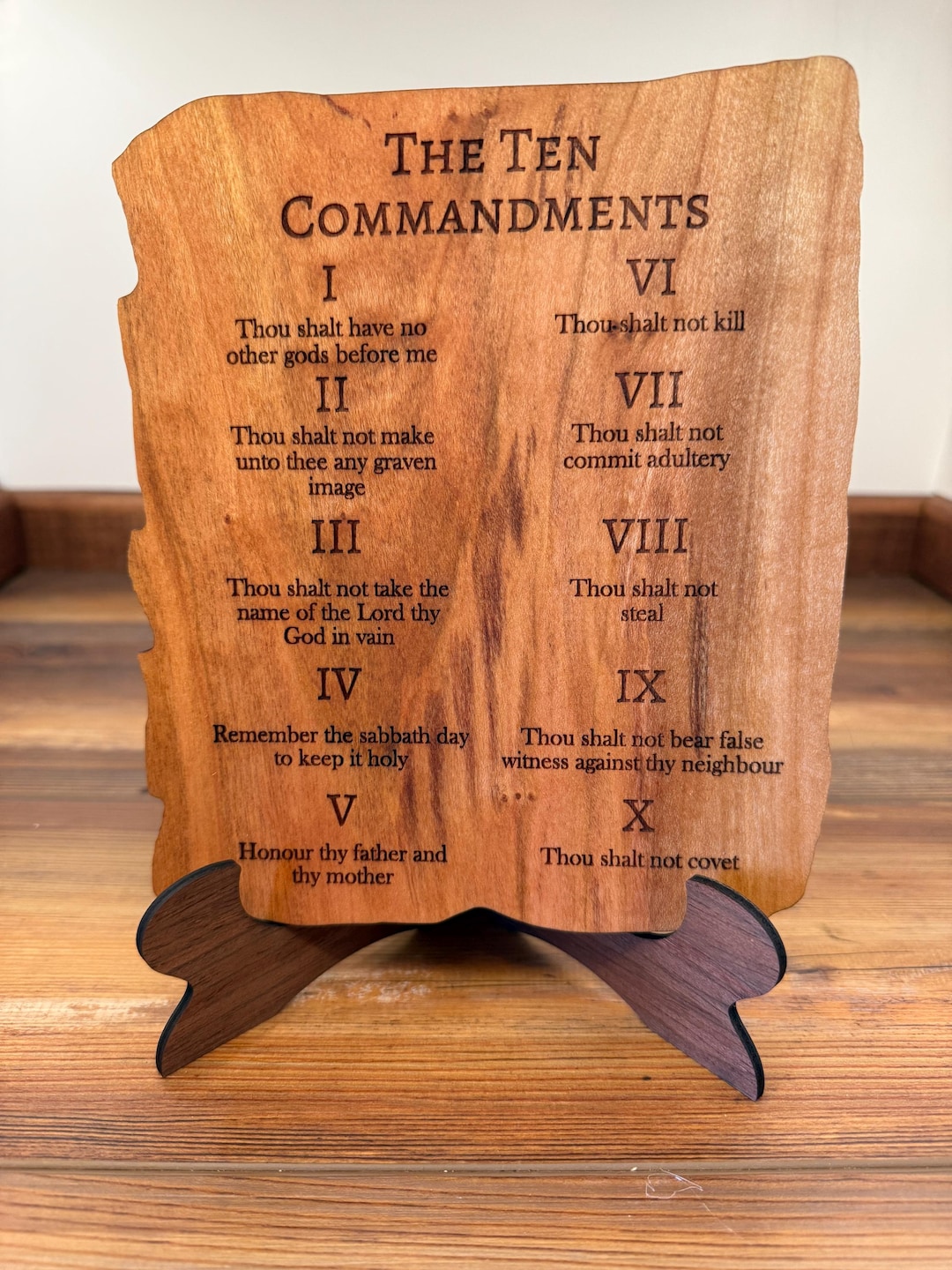 Laser Engraved Cedar Ten Commandments Plaque – Handmade Christian Home ...
