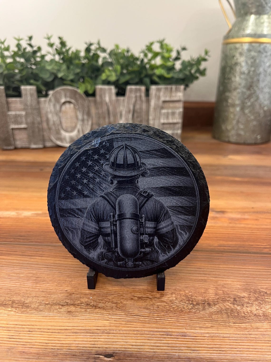 Laser Engraved Firefighter American Flag Slate Coaster - Etsy