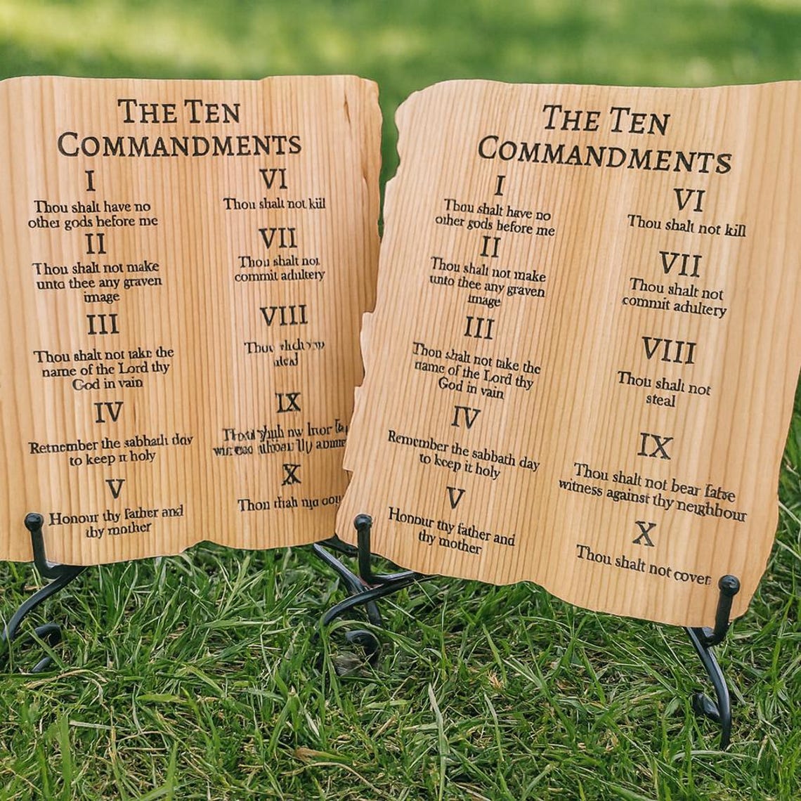 Laser Engraved Cedar Ten Commandments Plaque – Handmade Christian Home ...