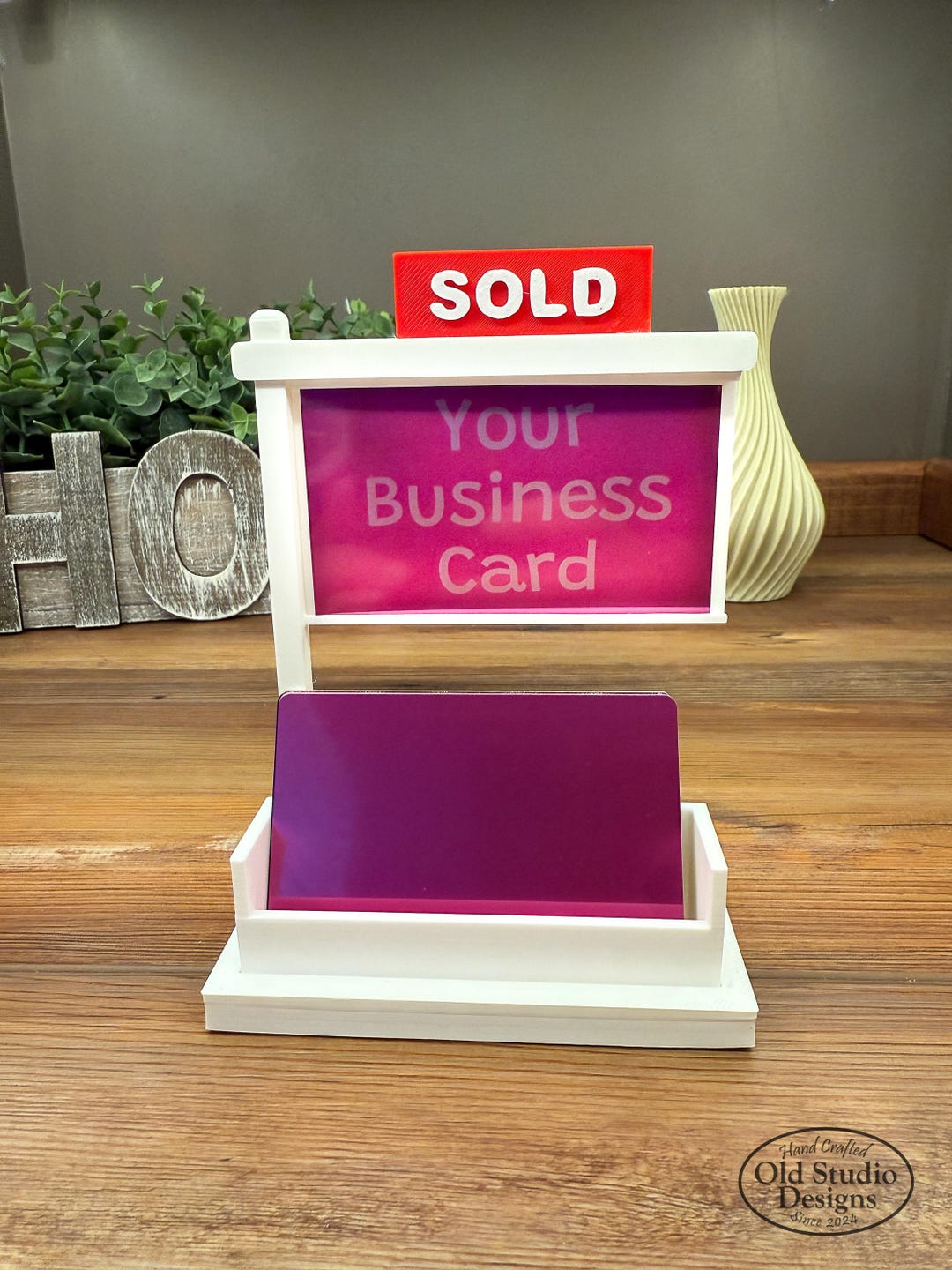 Real Estate Sign Business Card Holder Personalized Desk Display With ...