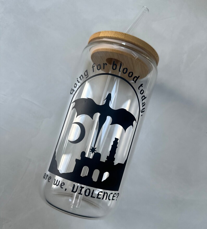 Fourth Wing / Iron Flame Glass Beer Can Tumbler With Lid and Straw ...