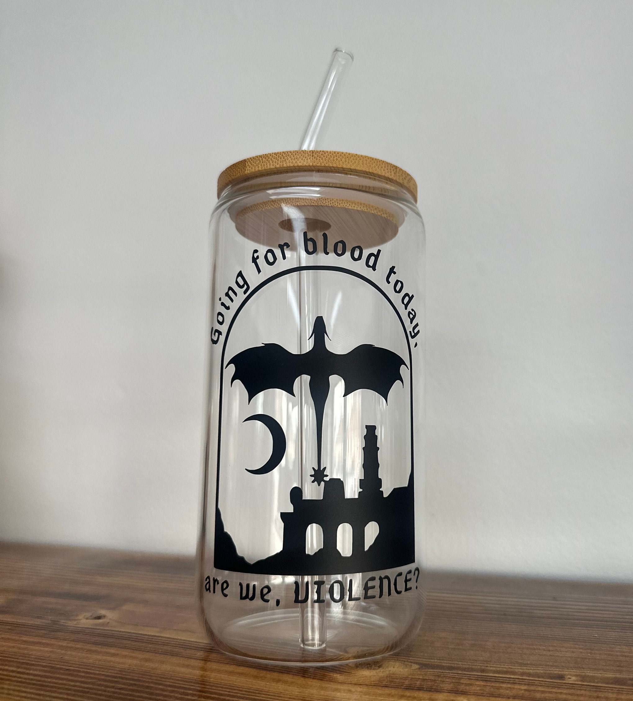 Fourth Wing / Iron Flame Glass Beer Can Tumbler With Lid and Straw ...