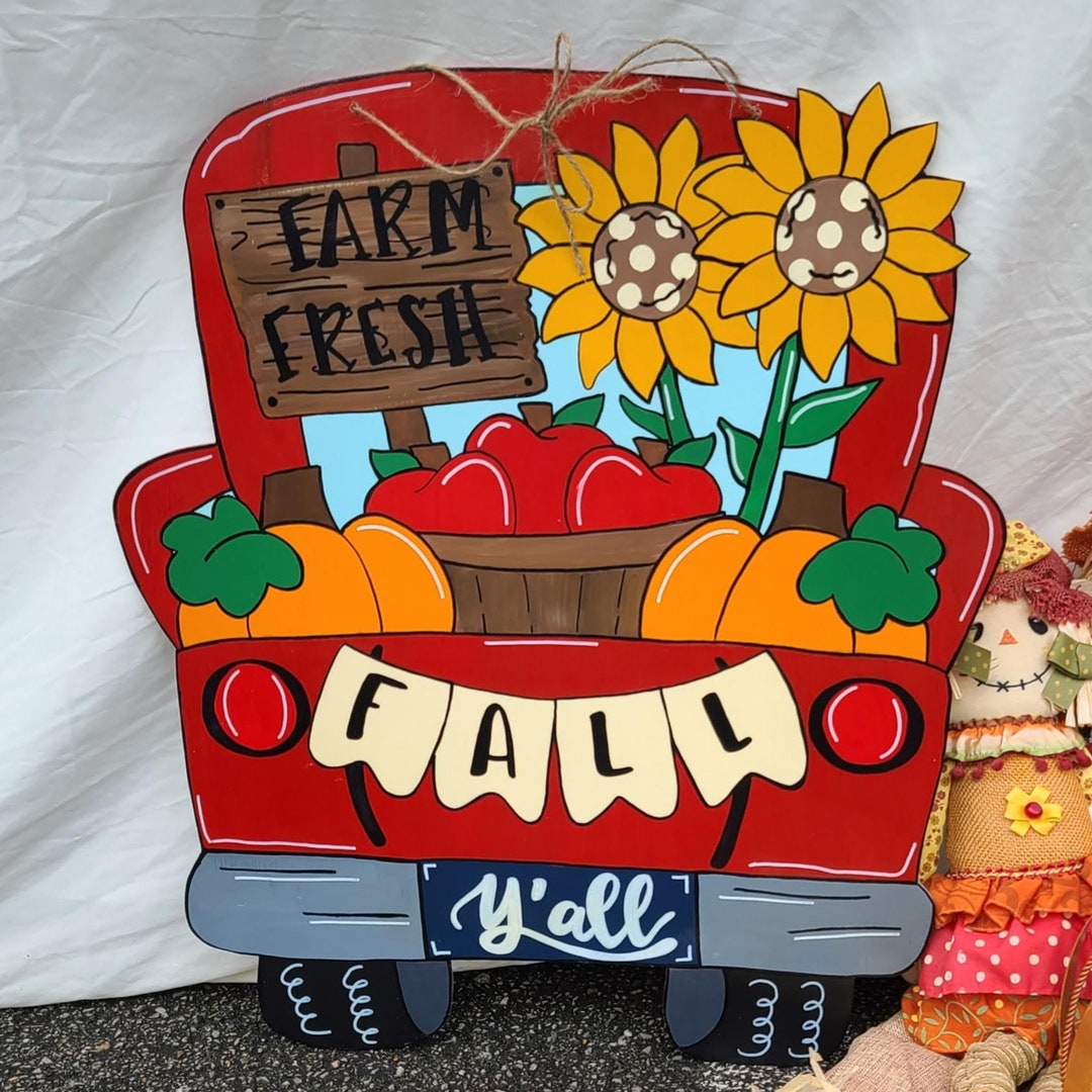Fall Truck Door Hanger, Pumpkin Sign, Sunflower Sign, Everything Fall ...