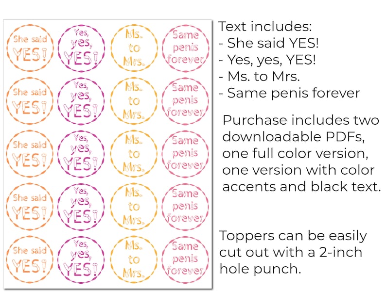 Printable Penis Font Cupcake Toppers For Bachelorette Party Hen Party