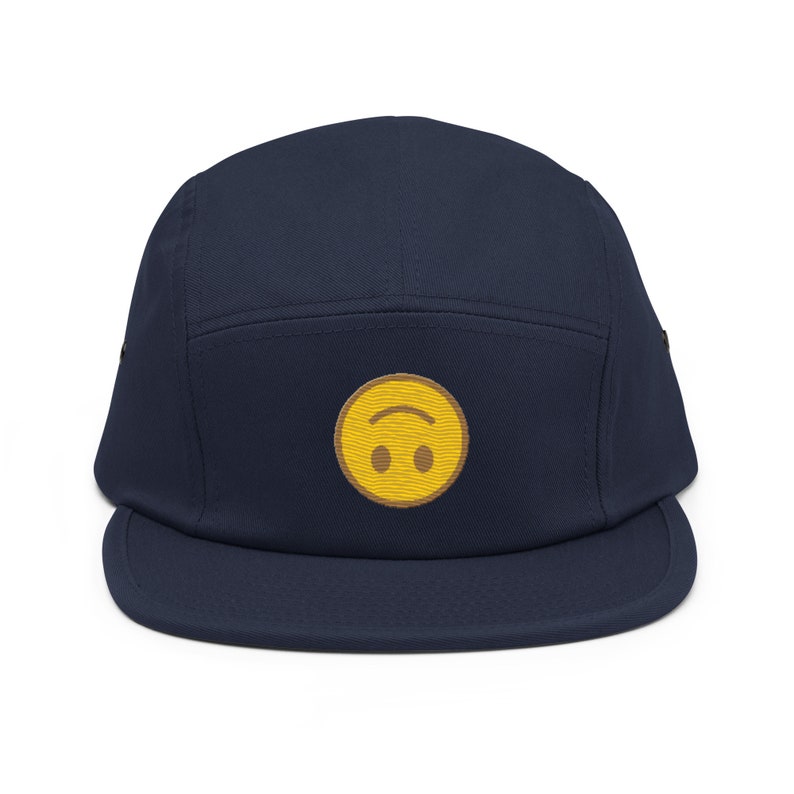 Upside Down Smiley Face Embroidered Five Panel Cap Etsy 1587