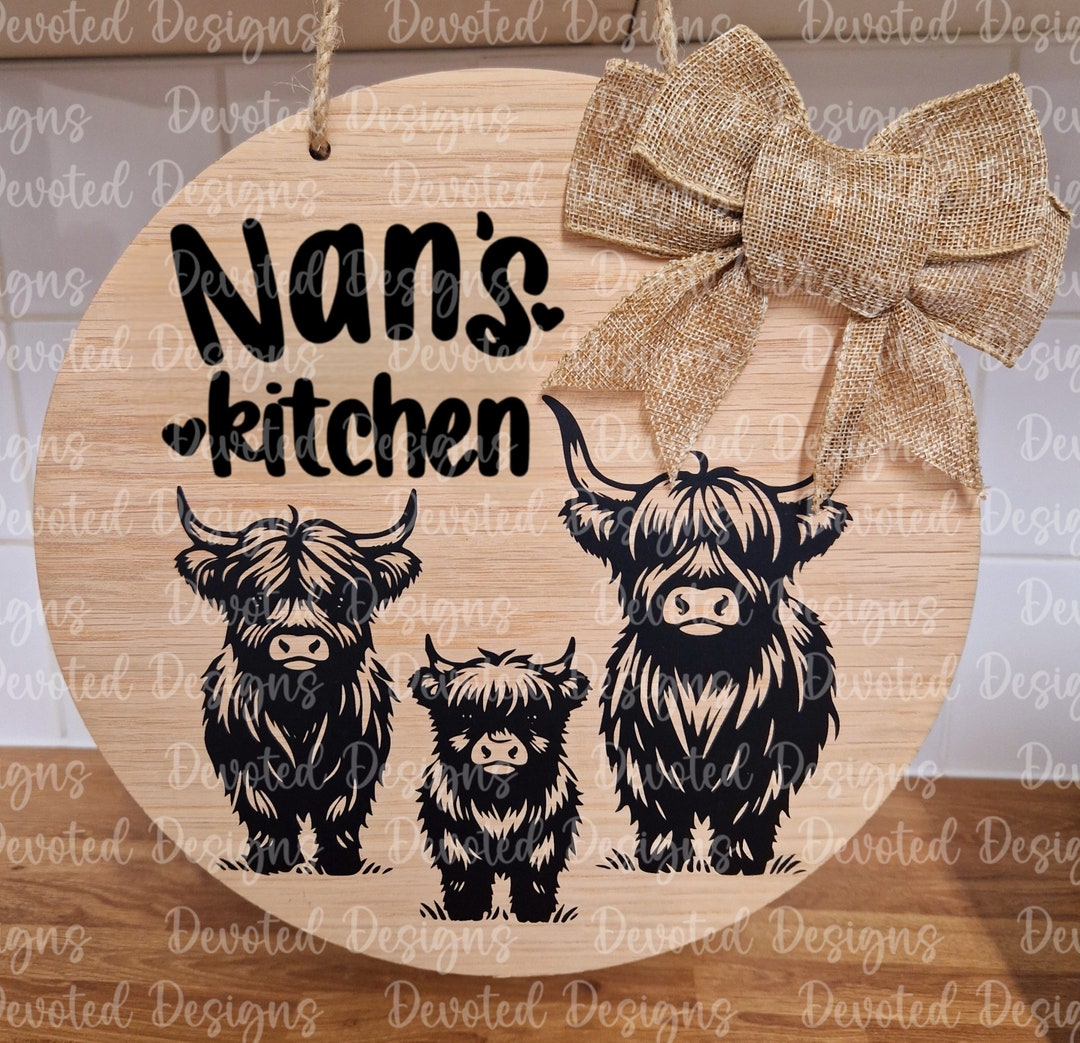 Highland Cow Door Sign, Highland Cow House Sign, Personalised Cow Sign ...