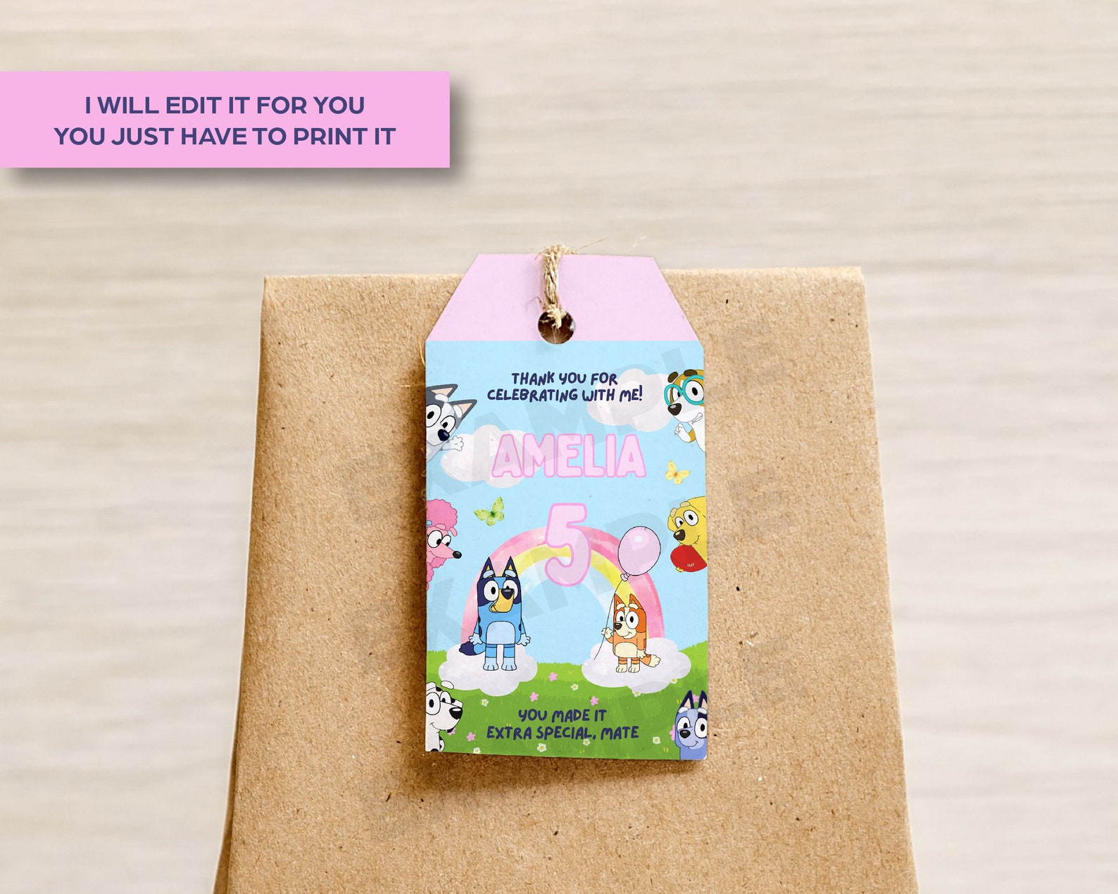 Bluey Party Favors Bluey Birthday Thank You Tags Printable - Etsy