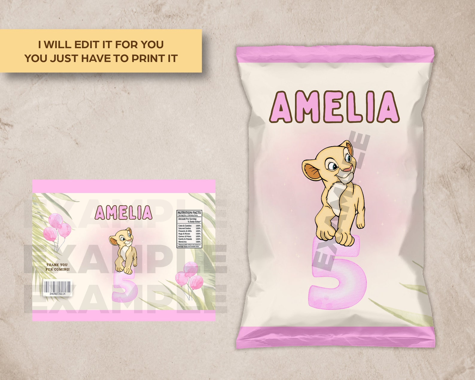 Lion King Chip Bag Label Printable Lion King Chip Bag Lion - Etsy