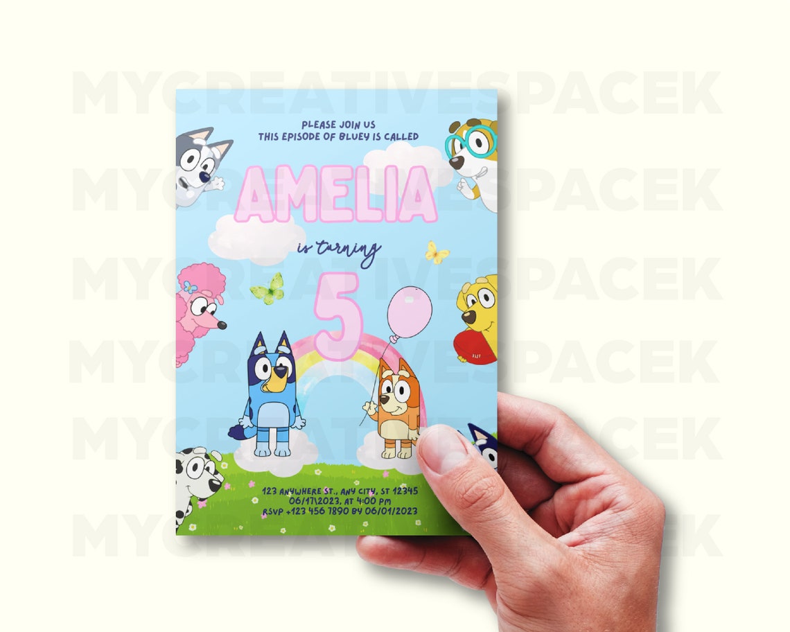 Bluey Invitation Bluey Party Favors Bluey Birthday Invitation - Etsy