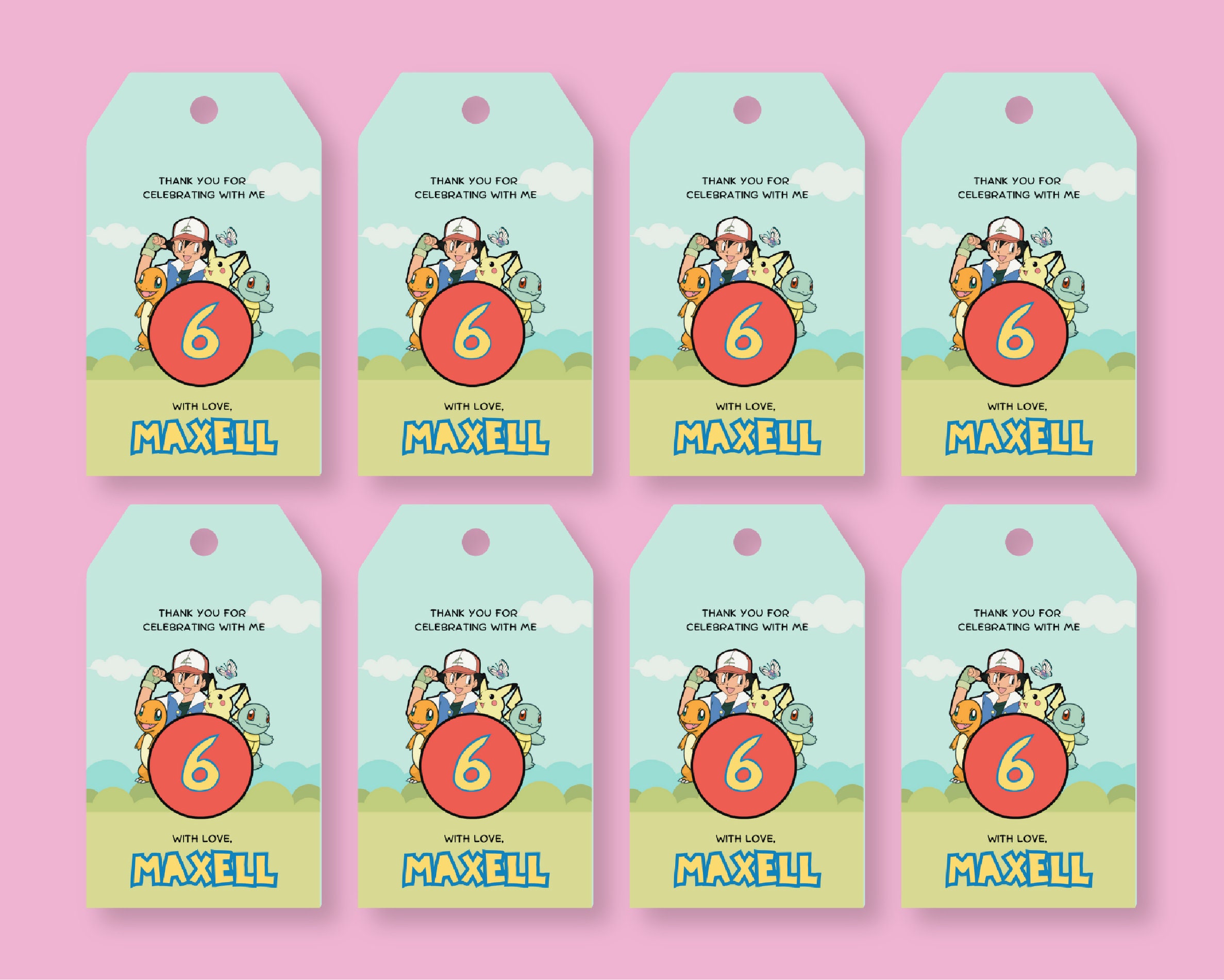 Editable Pokemon Birthday Thank You Tags Pikachu Pokemon - Etsy Israel
