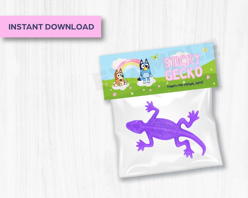 Bluey Party Favors Bluey Sticky Gecko Printable Bluey Toppers - Etsy