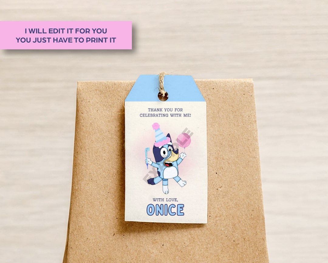 Blue Birthday Thank You Tags Printable Blue Birthday Thank - Etsy