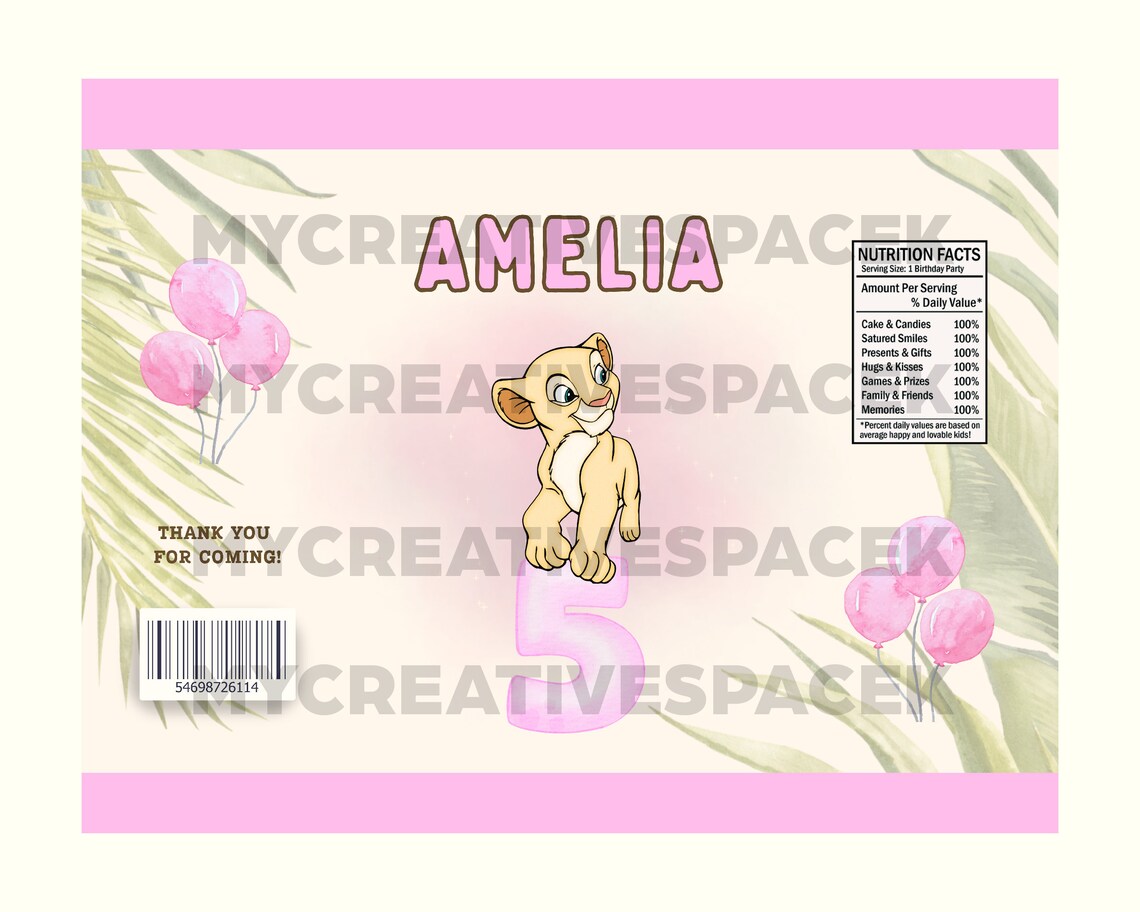 Lion King Chip Bag Label Printable Lion King Chip Bag Lion - Etsy