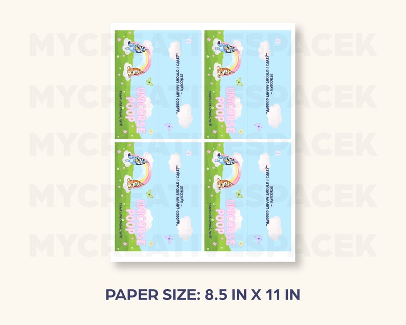 Bluey Party Favors Bluey Unicorse Poop Printable Bluey Toppers - Etsy ...