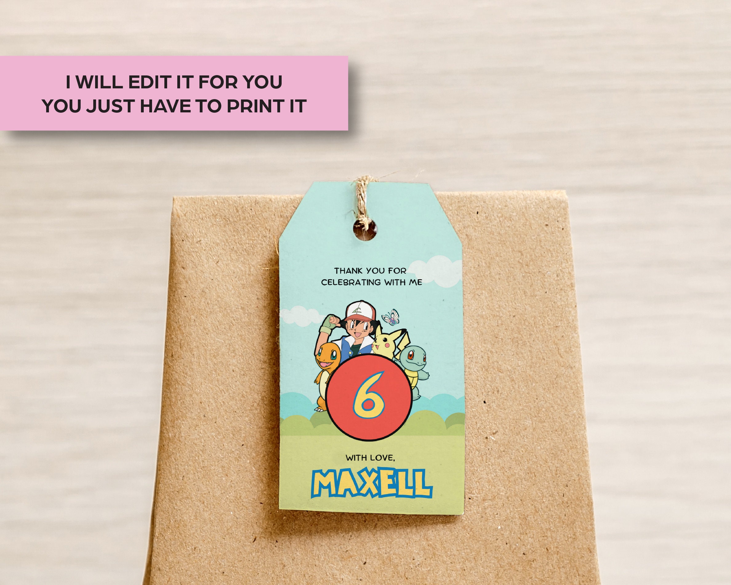 Editable Pokemon Birthday Thank You Tags Pikachu Pokemon - Etsy Israel