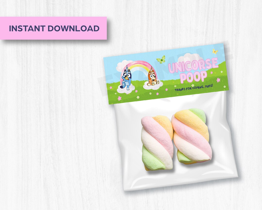 Bluey Party Favors Bluey Unicorse Poop Printable Bluey Toppers - Etsy ...