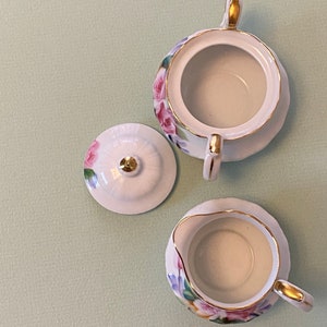Takiro Japan Handpainted Mini Creamer and Covered Sugar Set With Pink ...