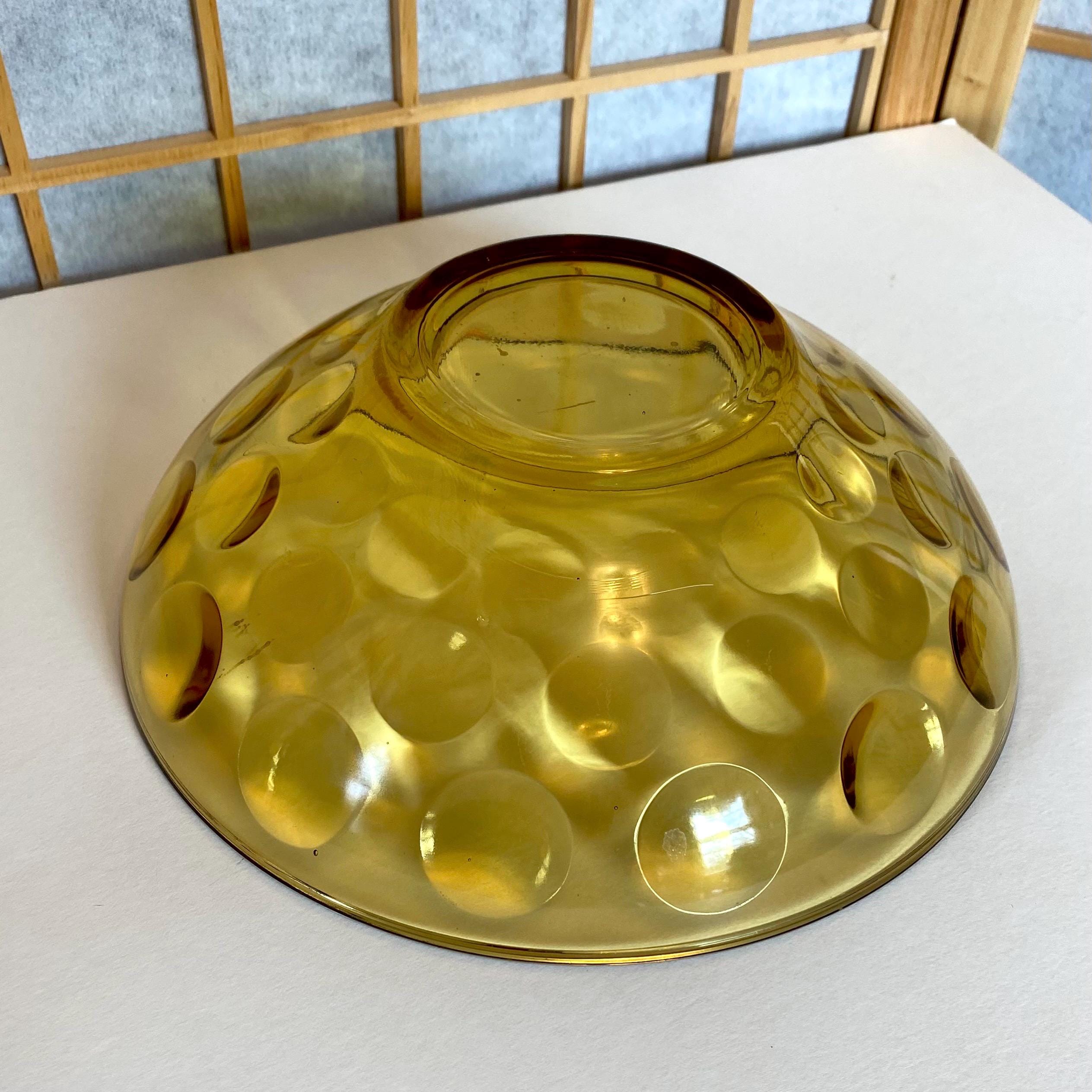 MCM Hazel Atlas El Dorado Gold Amber Glass 9” Serving Bowl With Optic ...