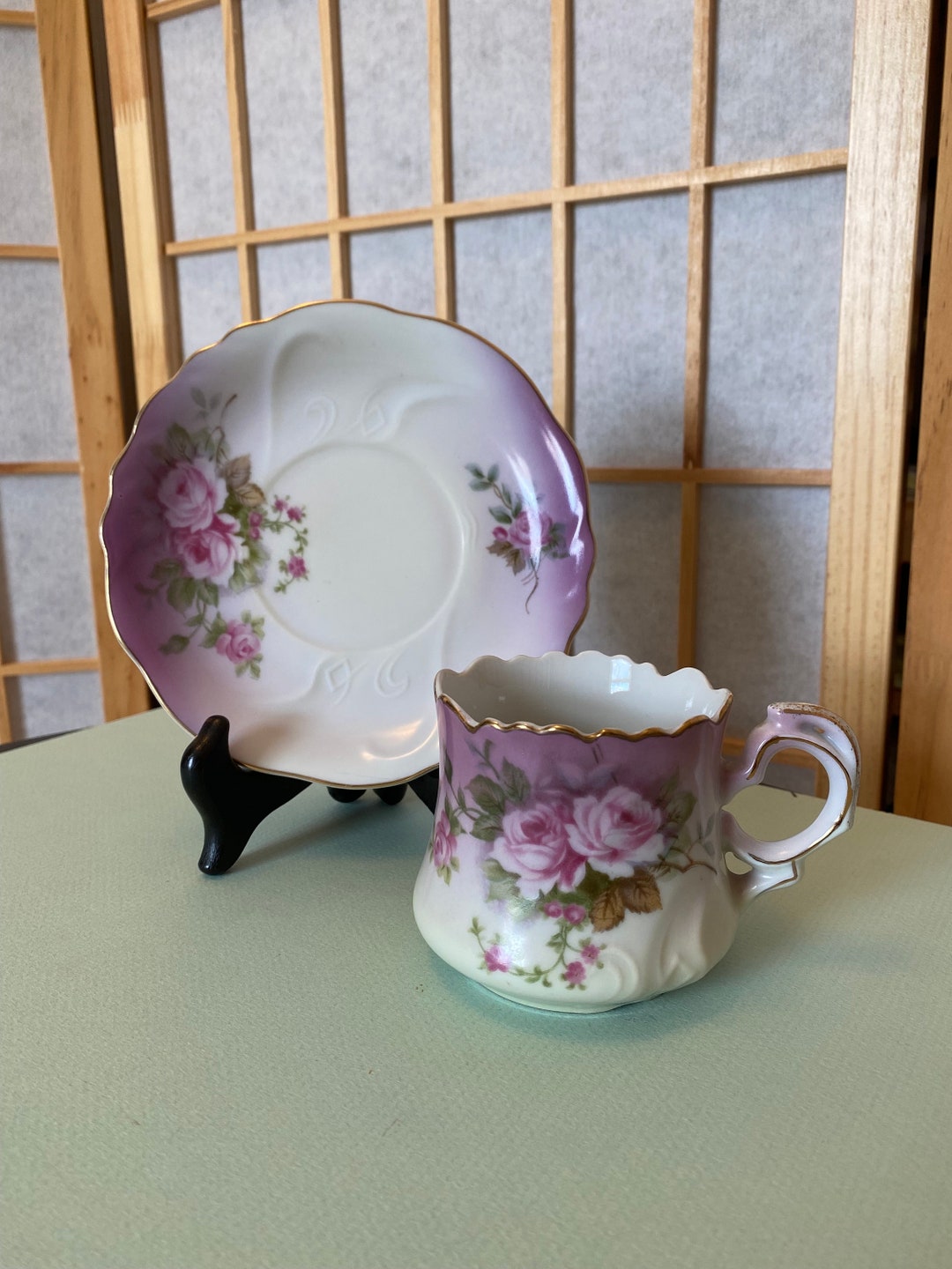 Vintage Lefton China Heavenly Rose Tea Cup With Saucer - Etsy