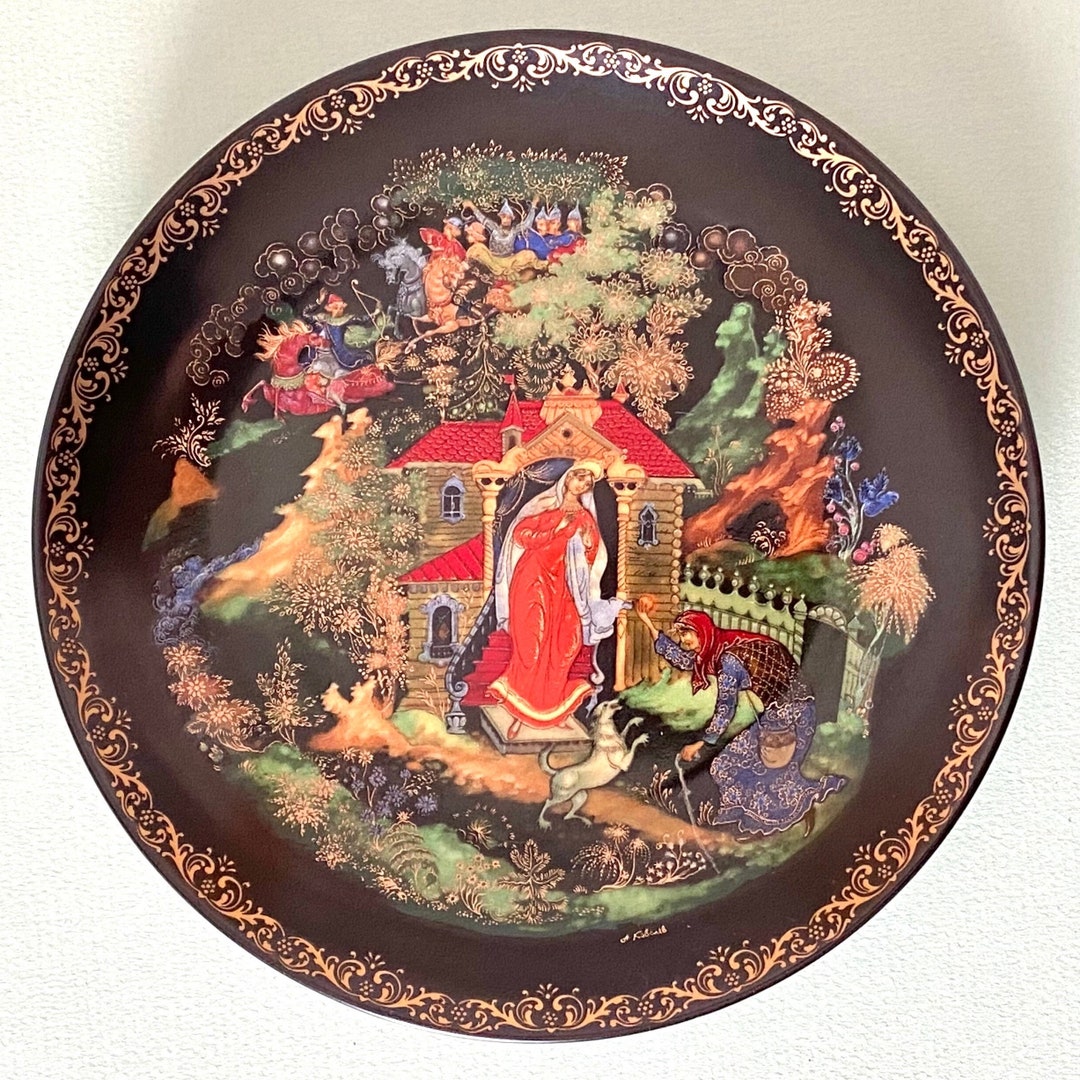 Vintage Russian Palekh Painted Porcelain Plate, Russian Legends Plate ...