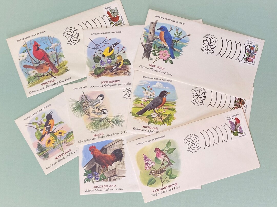 Vintage 80s State Bird & Flower First Day Covers Envelopes - Choose ...
