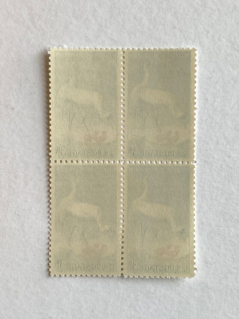 1957 3c Whooping Cranes Wildlife Conservation Block of 4 Unused Stamps ...