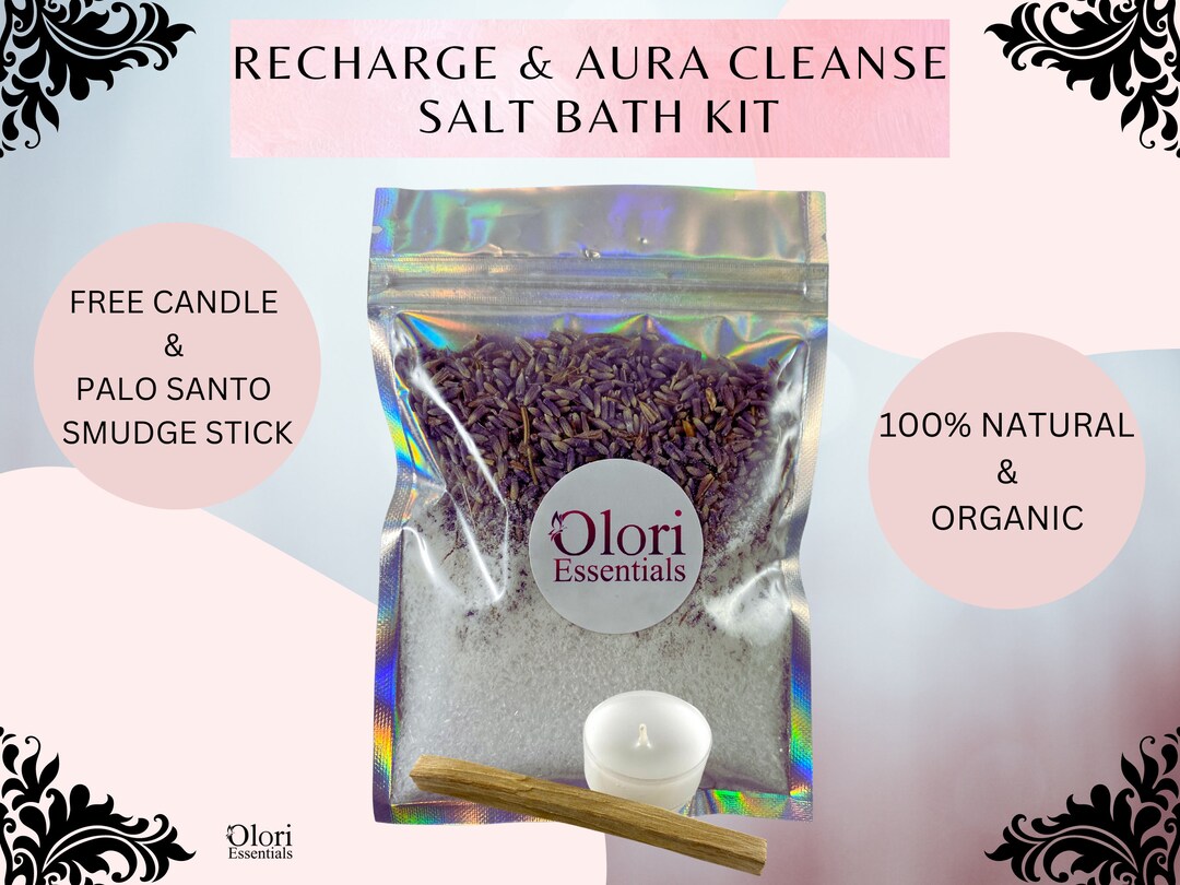 Recharge & Aura Cleanse Salt Bath Kit Remove Negative Energy Destress ...