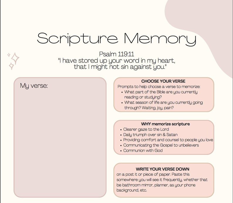 Scripture Memory Printable | Scripture Memory Habit Tracker - Etsy