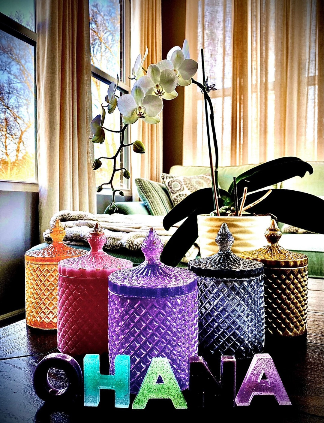 Iridescent Jar With Lid Jewelry Box, Container, Crystal Holder, Incense ...