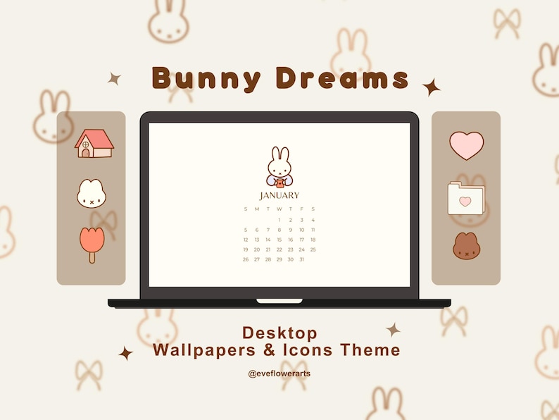 Cute Bunny Desktop Wallpapers & Icons | Minimal Aesthetic | Laptop ...
